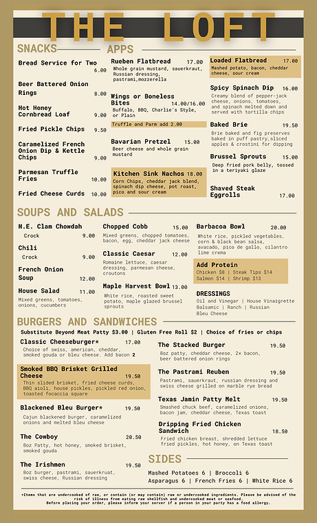 MENU | The Loft